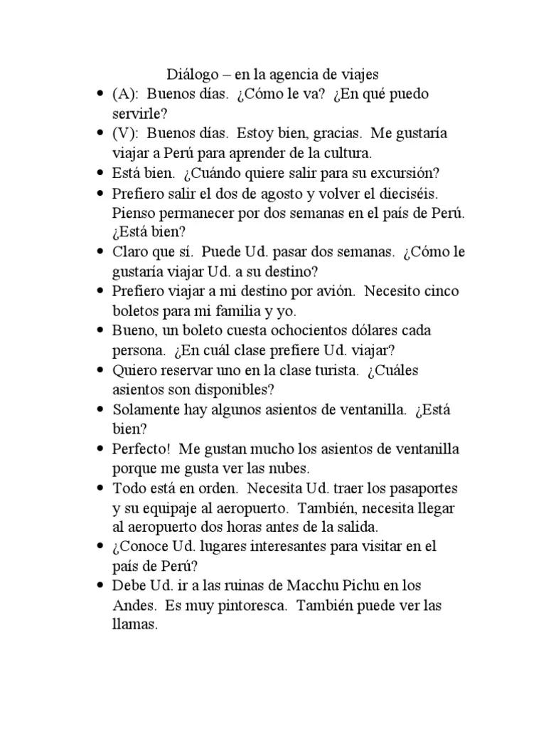 Ejemplos de diálogos sobre turismo entre dos personas | Mi Mundo por el ...